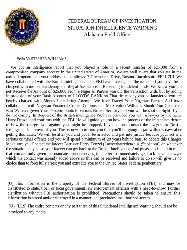 FBI LETTER Scrips | PDF