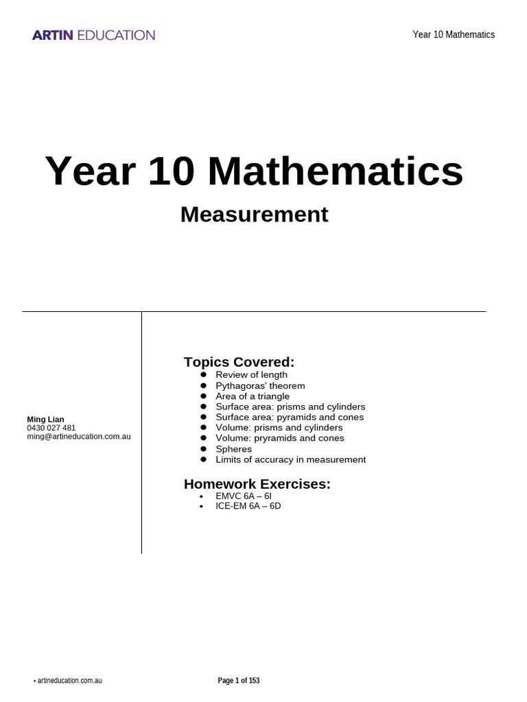 Year 10 Measurement | PDF