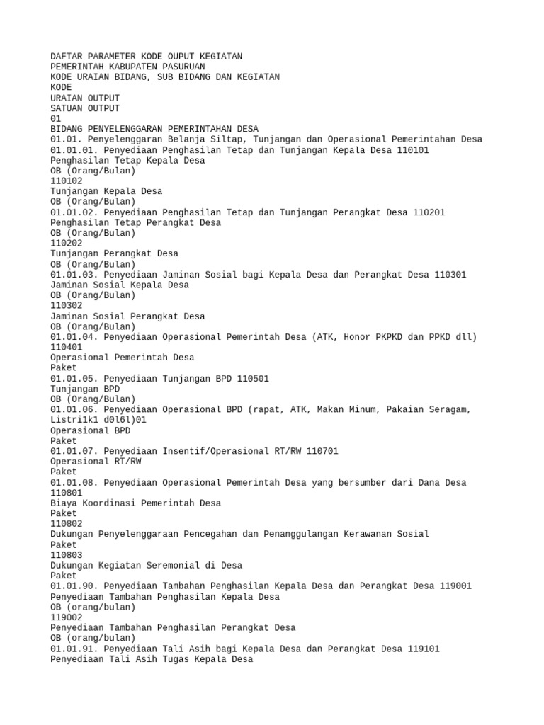 Parameter Out Put Kegiatan Pdf 8632