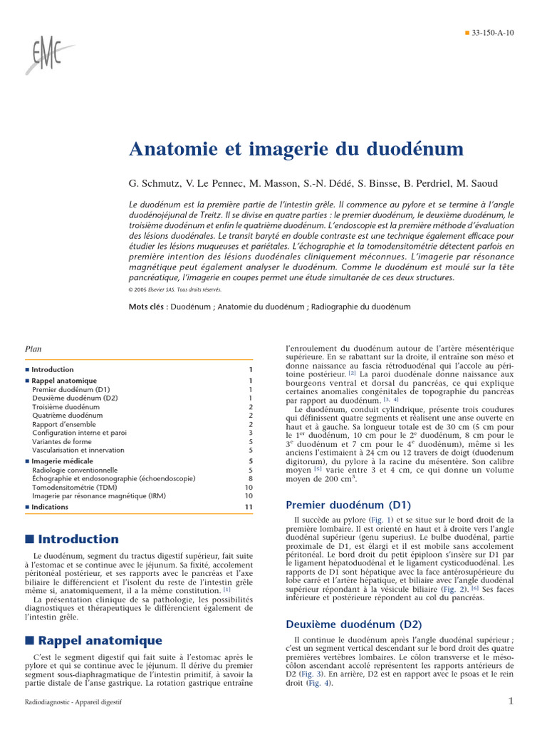 Anatomie Et Imagerie Du Duodénum | PDF