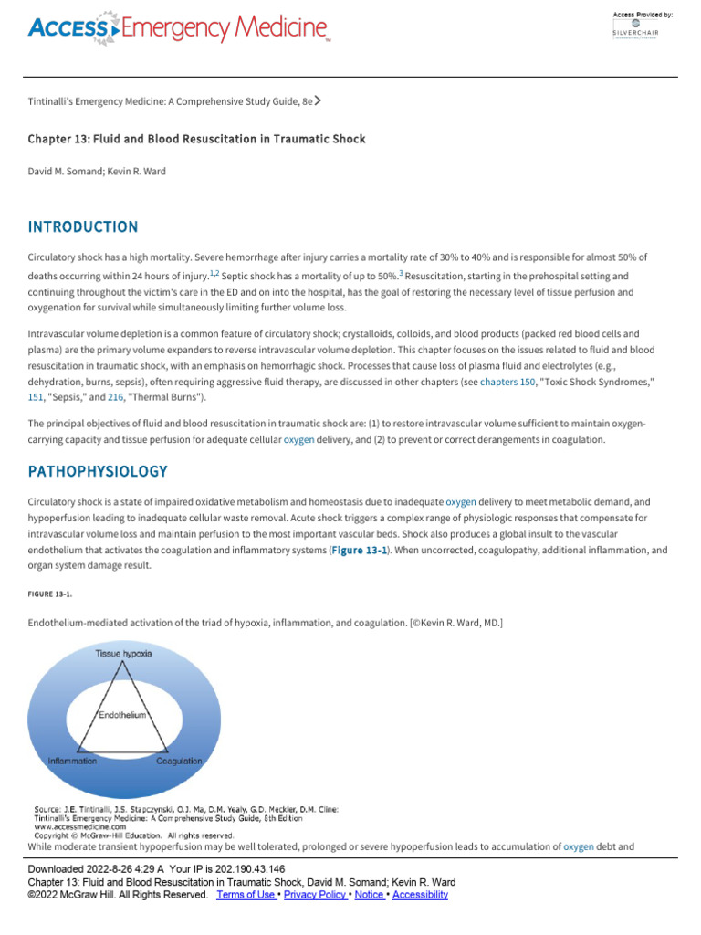 Chapter 13 - Fluid and Blood Resuscitation in Traumatic Shock | PDF
