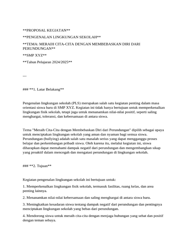 Proposal Kegiatan PLS | PDF