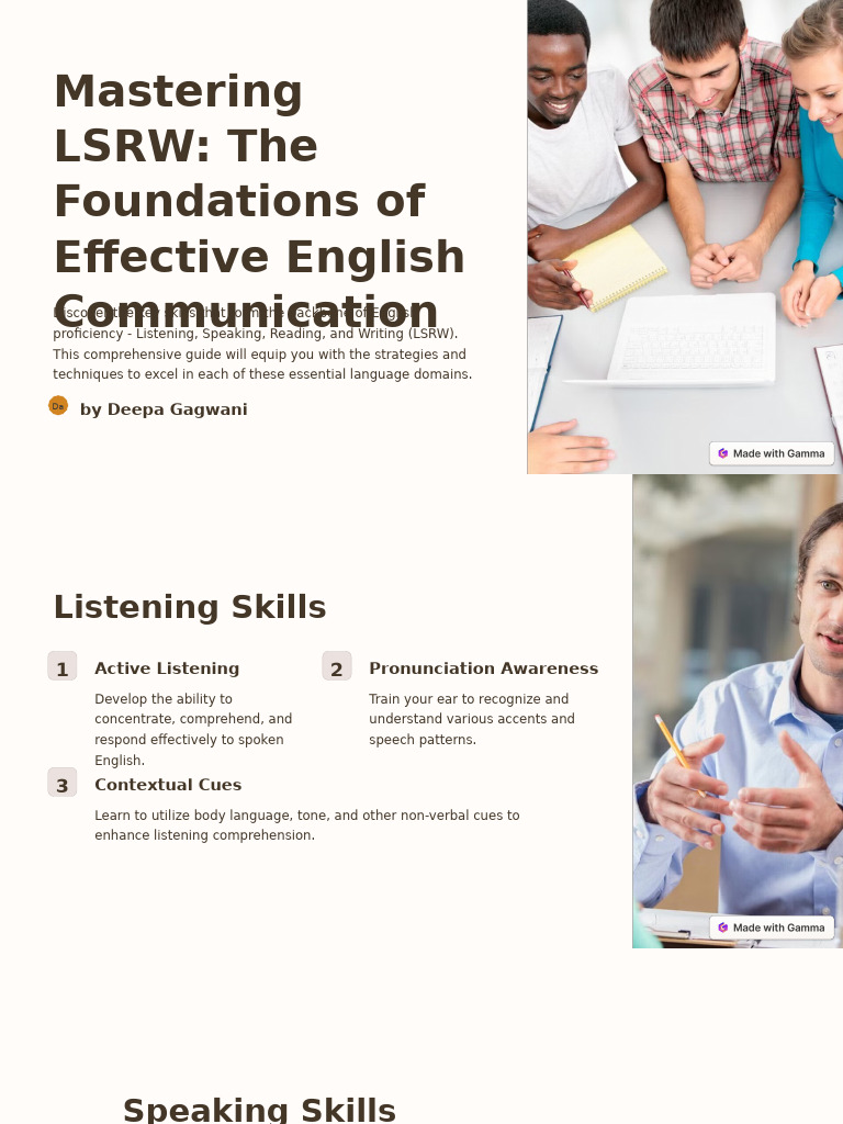 Mastering LSRW The Foundations of Effective English Communication | PDF