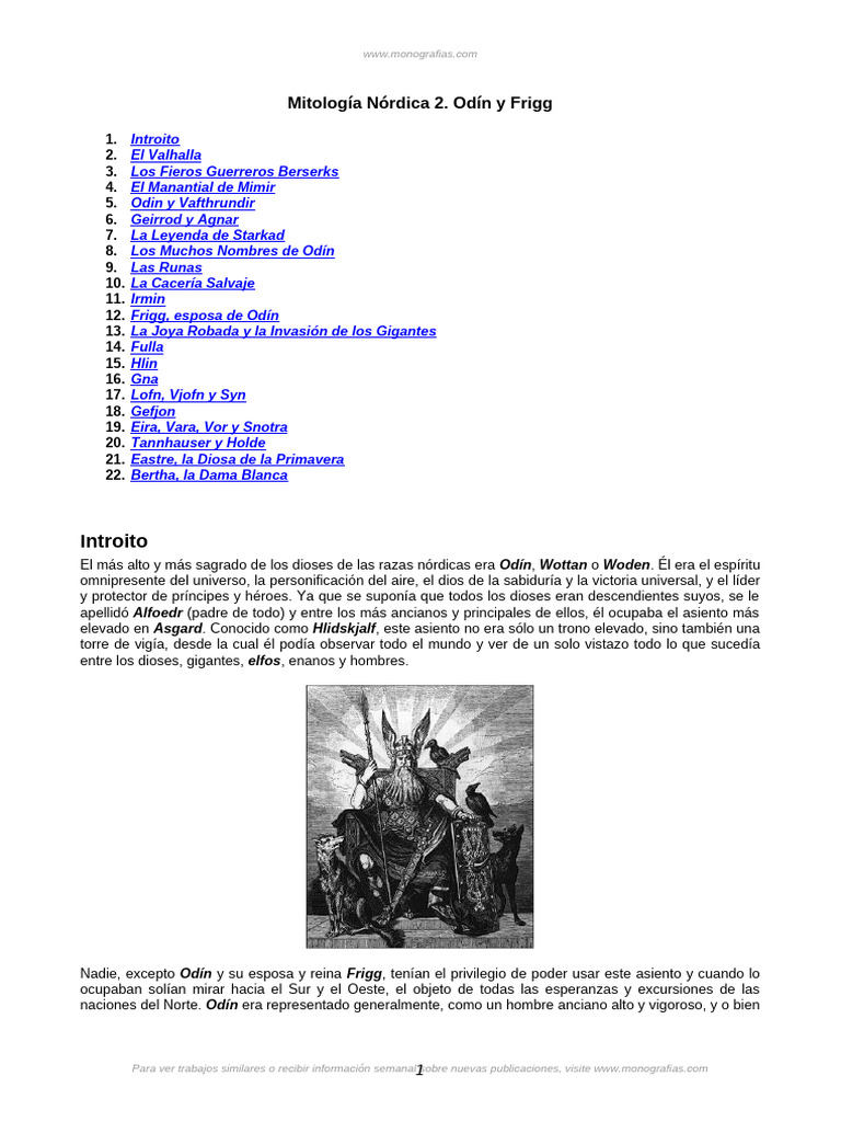 Mitologia Nordica 2 Odin y Frigg | PDF