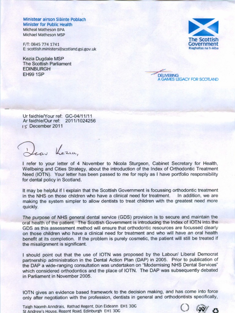 Orthodontic Treatment Criteria Michael Matheson Reply2011!12!21 | PDF ...