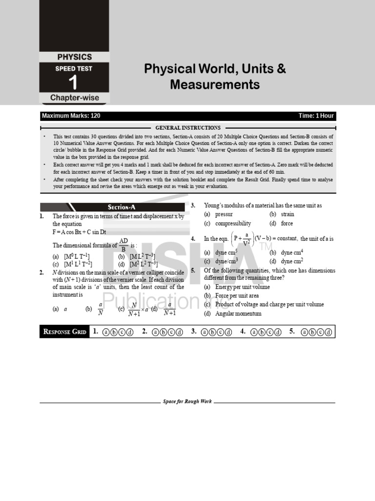 101 Speed Test Jee Main PCM 2 1 | PDF | Quantity | Teaching Methods ...
