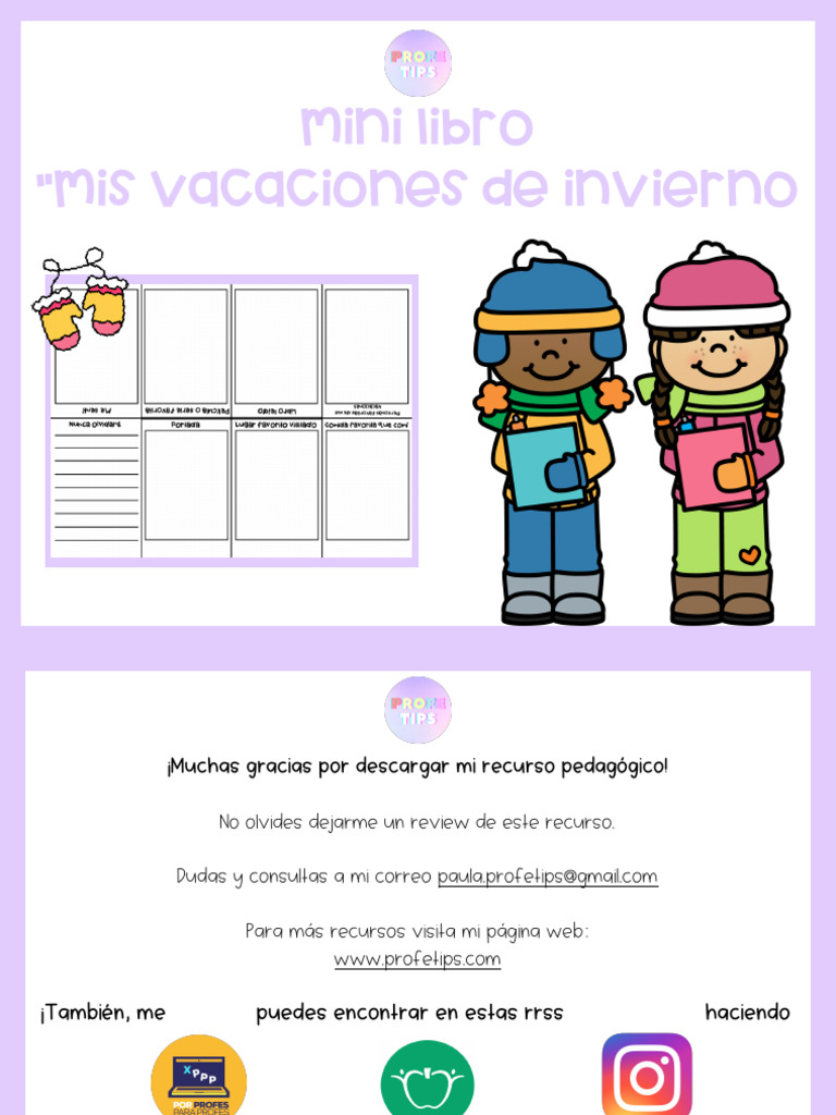 Mini Libro Todo Sobre Mis Vacaciones de Invierno 9wwveg | PDF