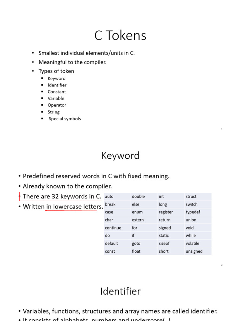 C Tokens | PDF