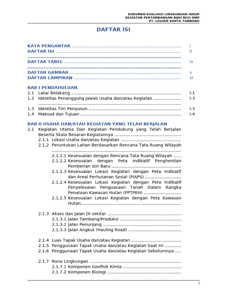 Daftar Isi Delh LKT | PDF