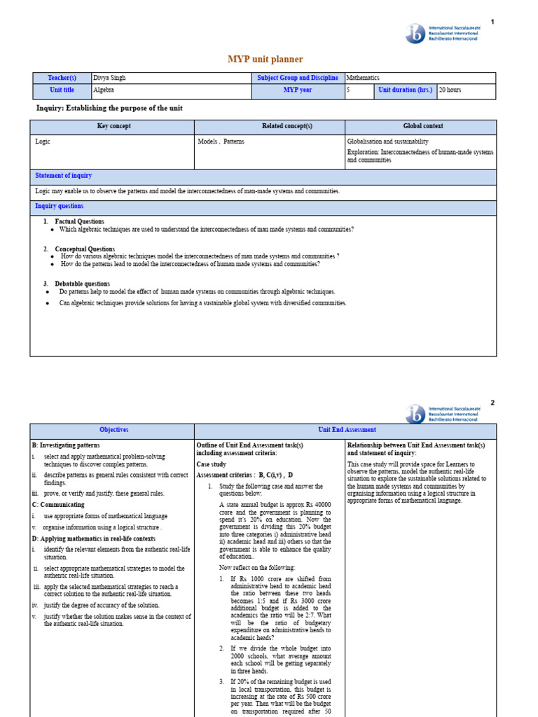 G10 UP1 Algebra | PDF