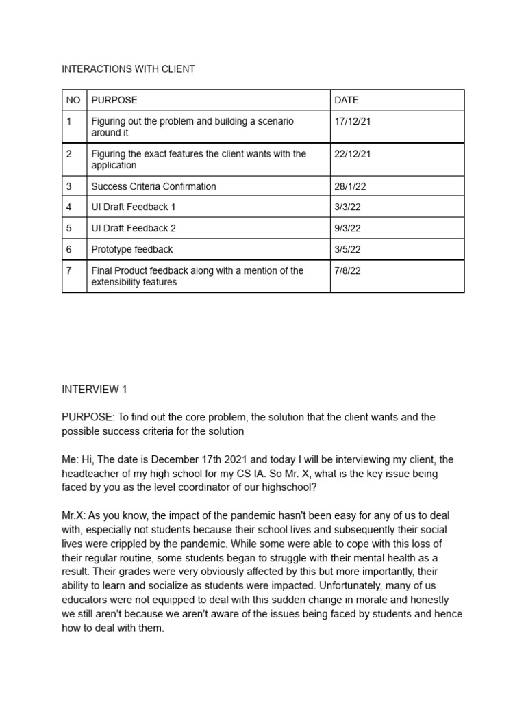 Appendix B - Client Interaction Evidence | PDF