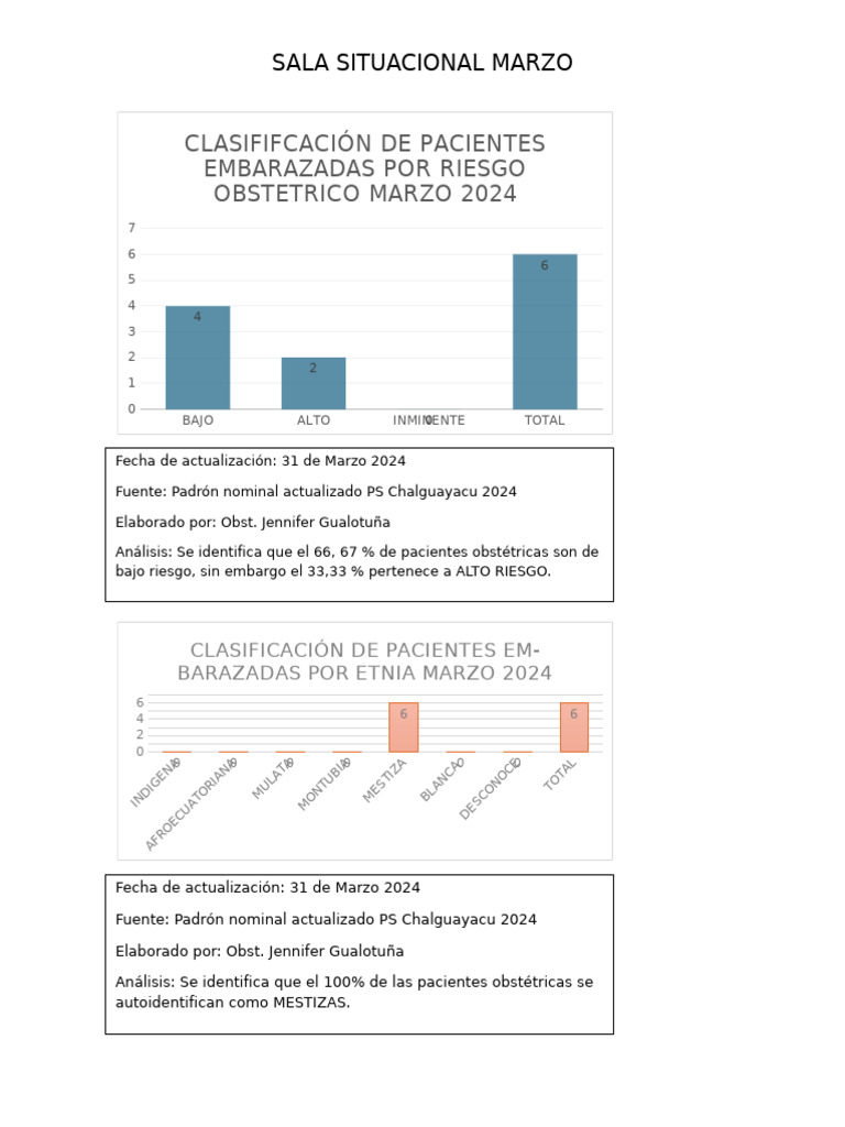 Sala Situacional Embarazadas Marzo 2024 | PDF
