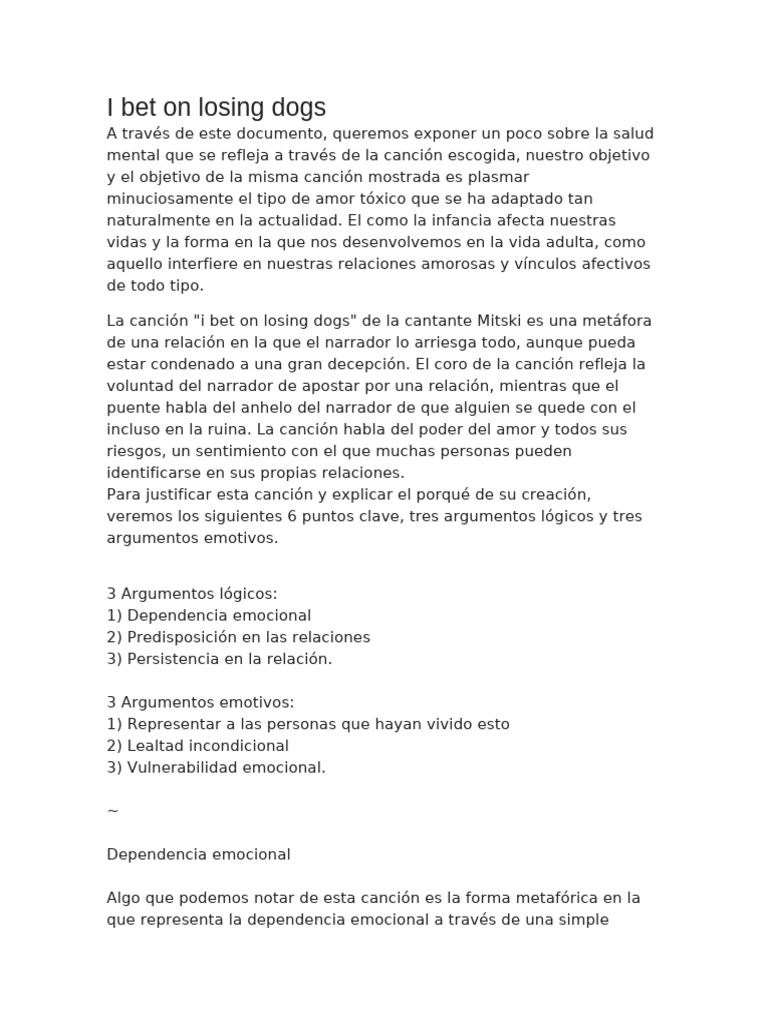 I Bet On Losing Dogs | PDF