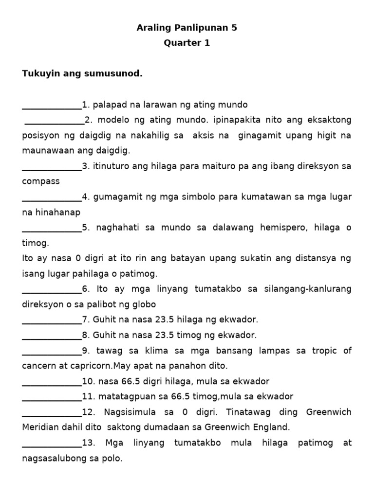 Araling Panlipunan ST1 Q1 | PDF