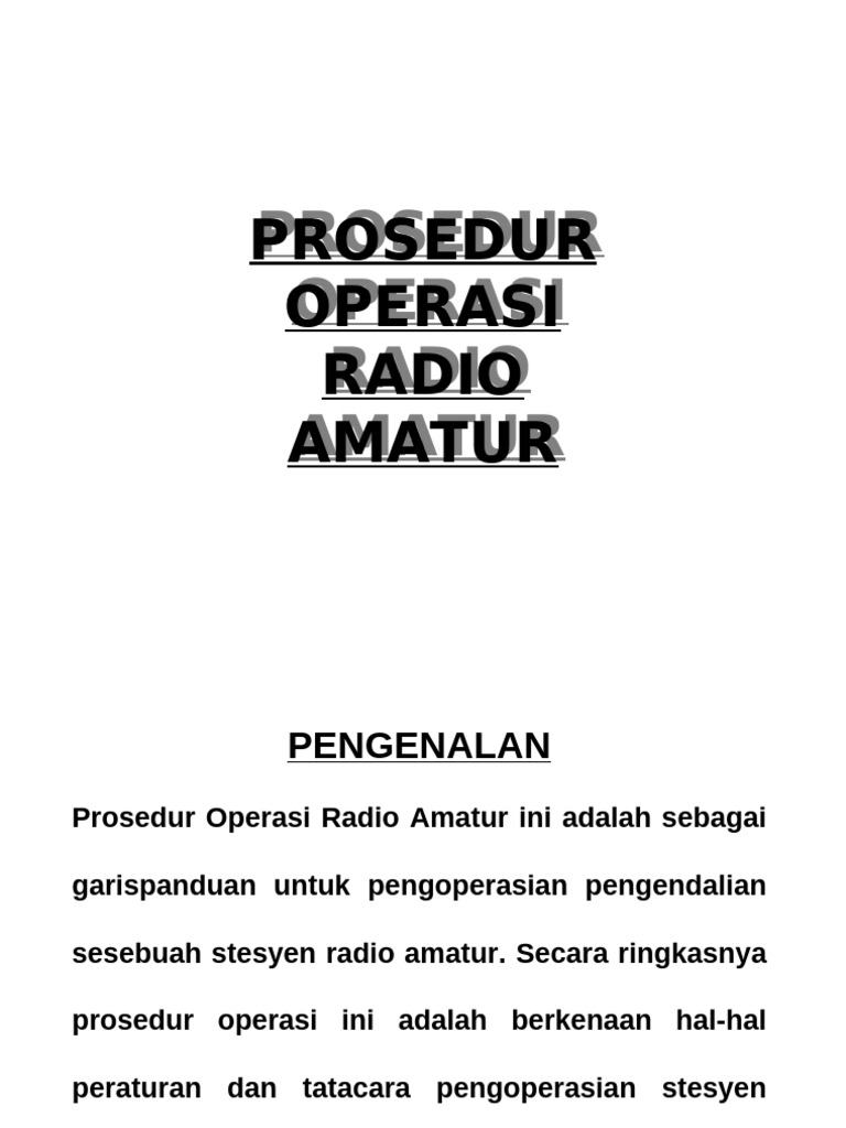 Prosedur Operasi Radio Amatur | PDF