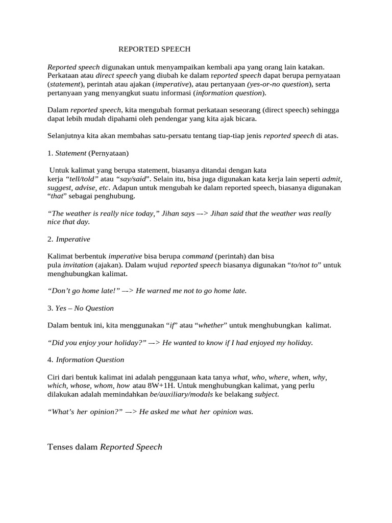 Reported Speech | PDF