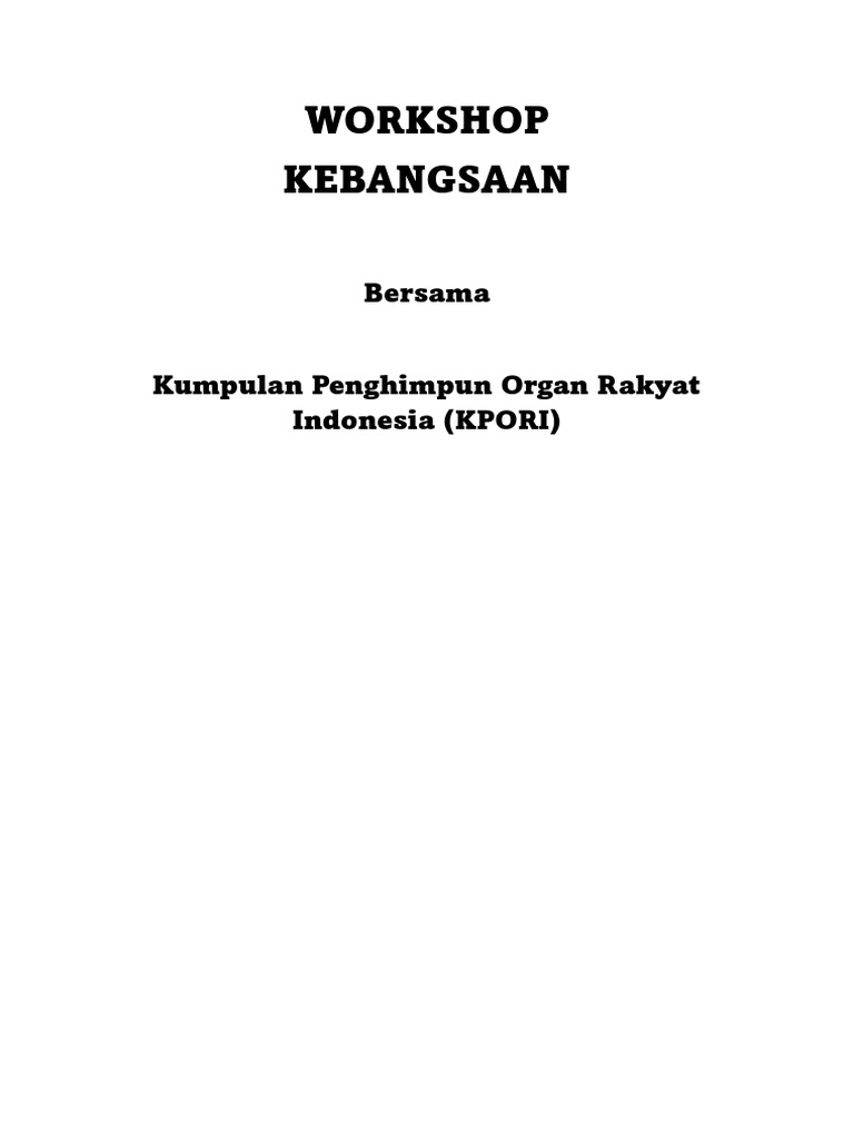Proposal Workshop Kebangsaan | PDF