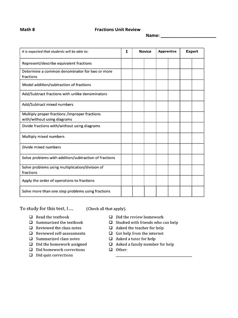 Grade 8 Fractions Practice | PDF
