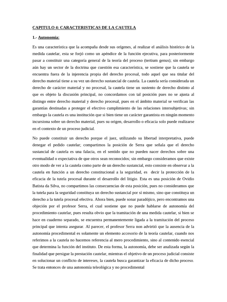 CARACTERISTICAS DE LA CAUTELA | PDF