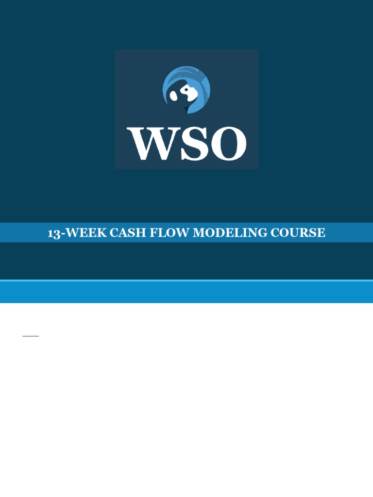WSO 13-Week Cash Flow Modeling Course Materials | PDF