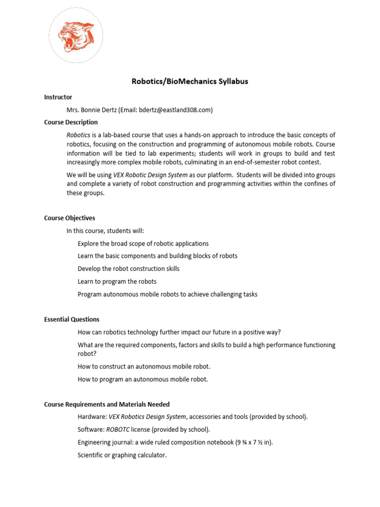 Robotics BioMechanics Syllabus | PDF | Robotics | Robot