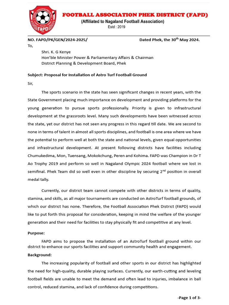 Proposal For Installation of Astro Turf | PDF