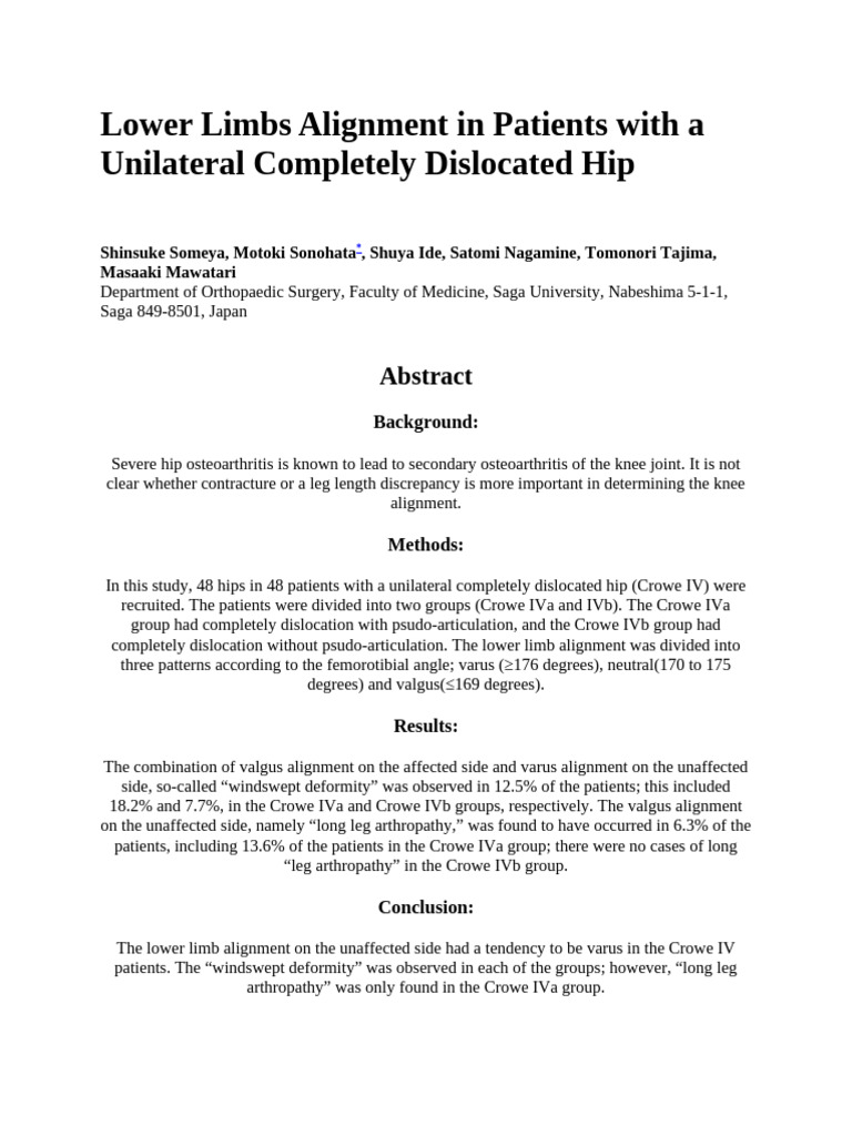 Hip Dislocation: Knee Alignment Impact | PDF | Hip | Foreign Language ...