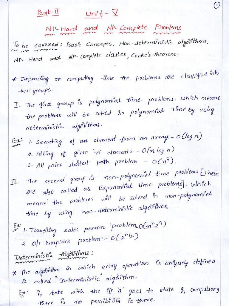 DAA UNIT-5 PART-2 Np-Hard and Np-Complete Problems | PDF