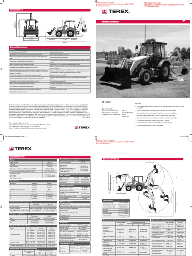Terex-Folleto Retroexcavadora TX760B - Español | PDF | Aire ...