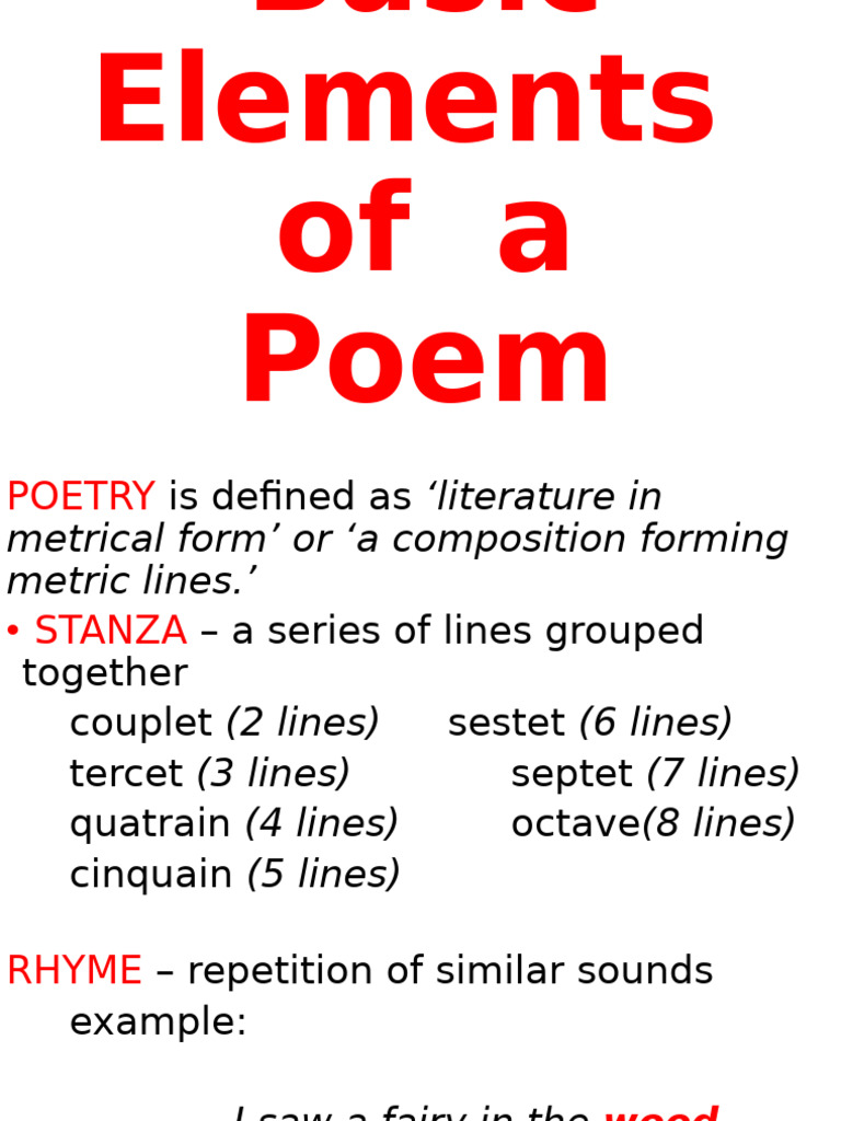 Basic Elements of A Poem | PDF