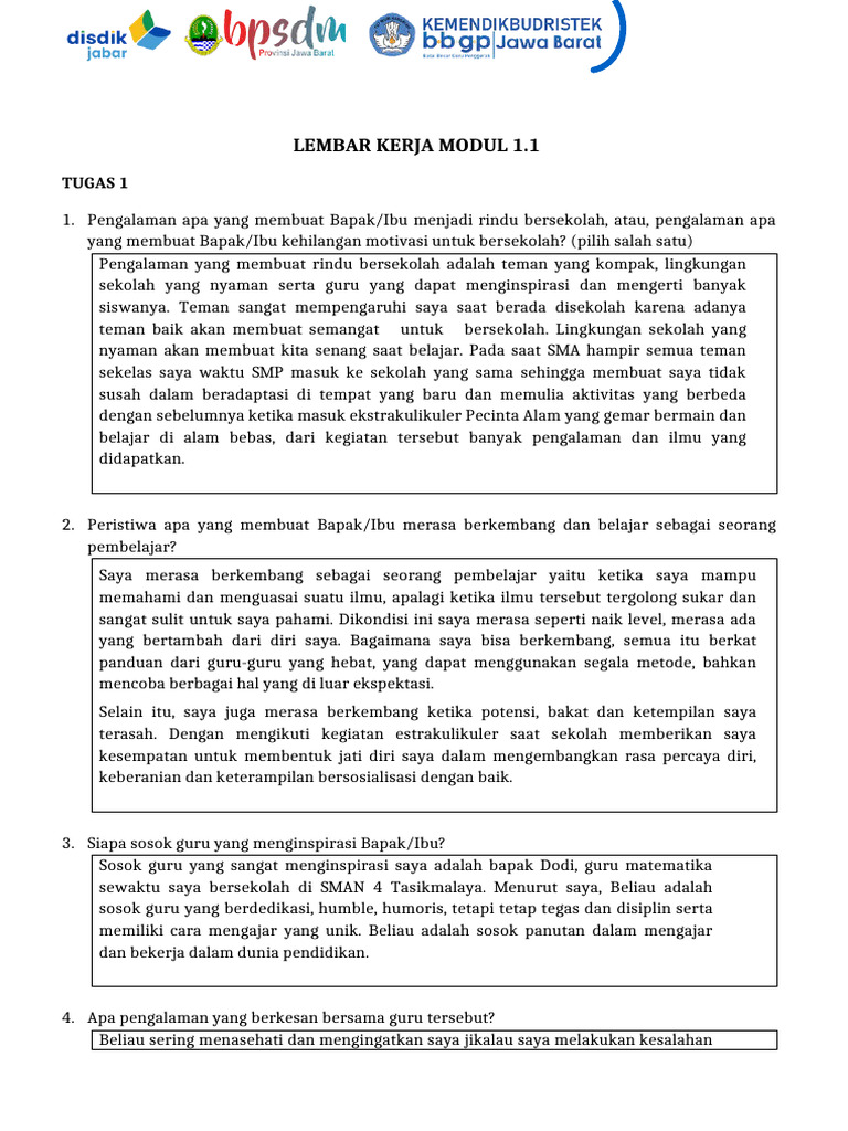 LK MODUL 1.1 LEVEL 1 (Indra Kusumah) | PDF