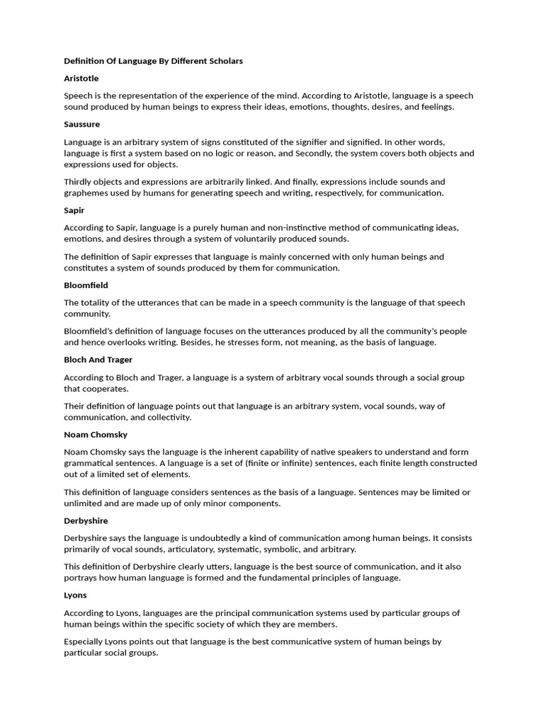Definition of Language | PDF