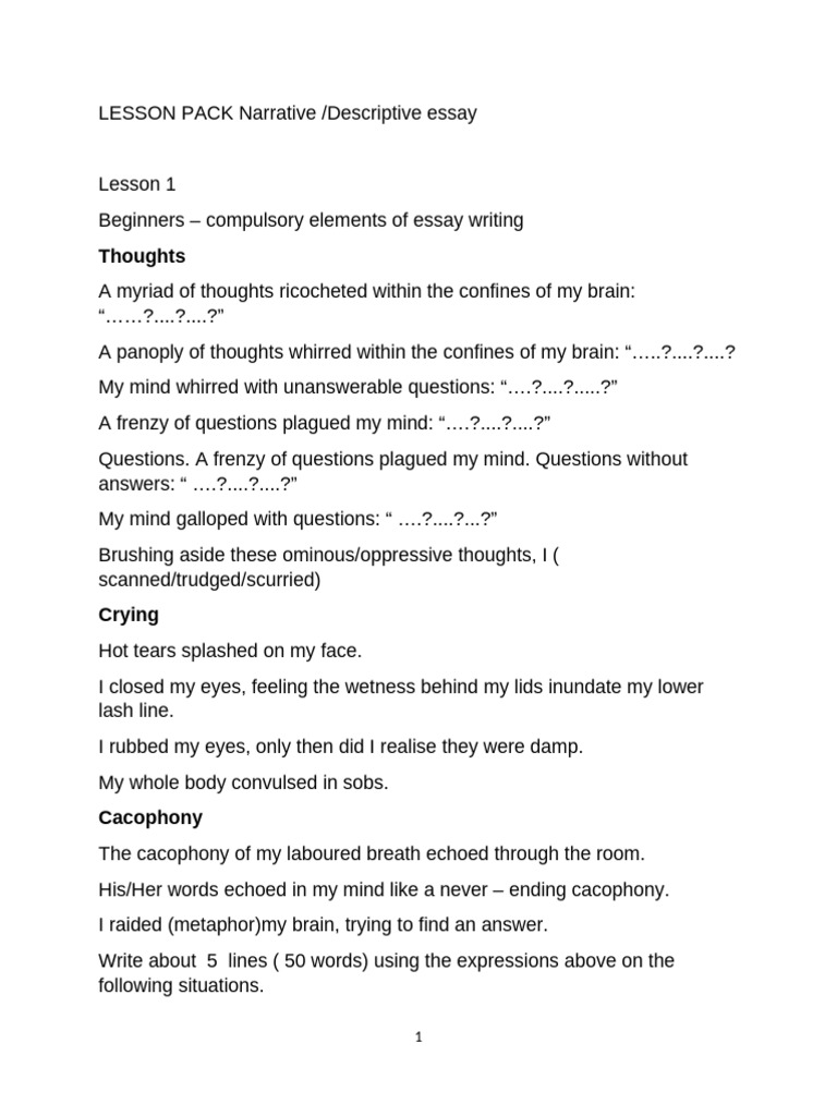 LESSON PACK essay | PDF