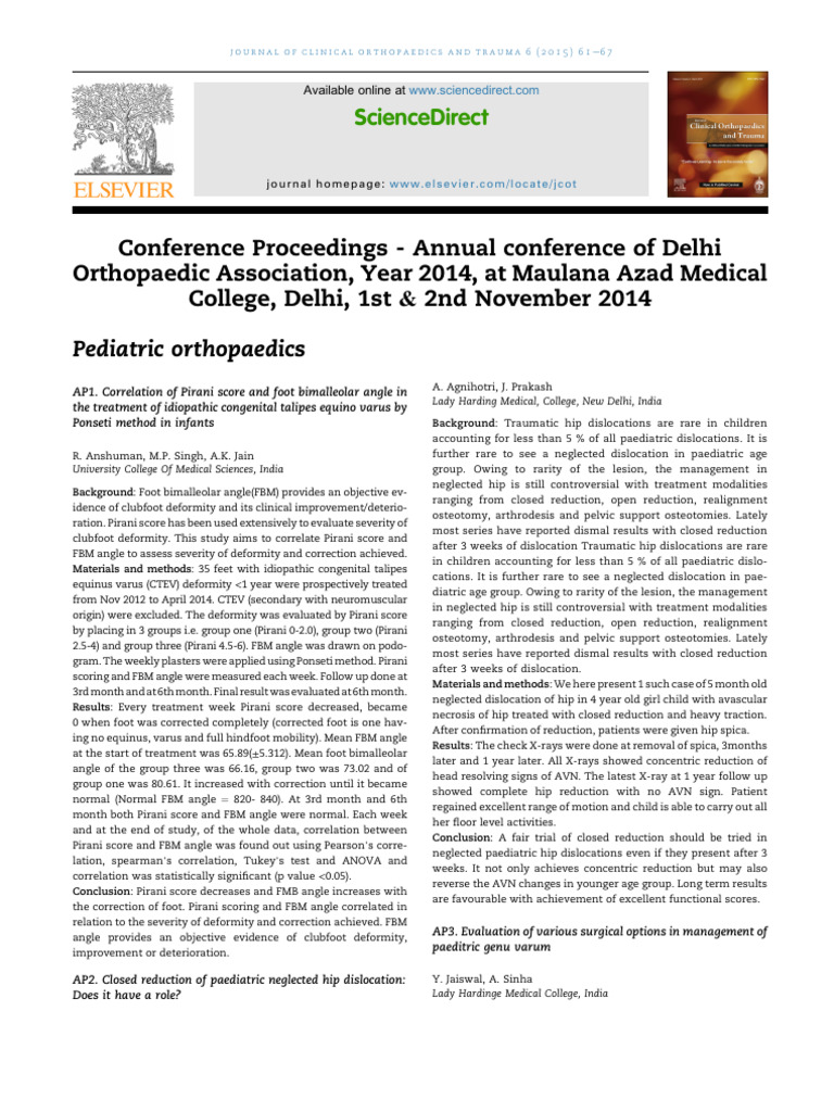 Correlation of Pirani Score and FBM Angle | PDF | Children's Health ...