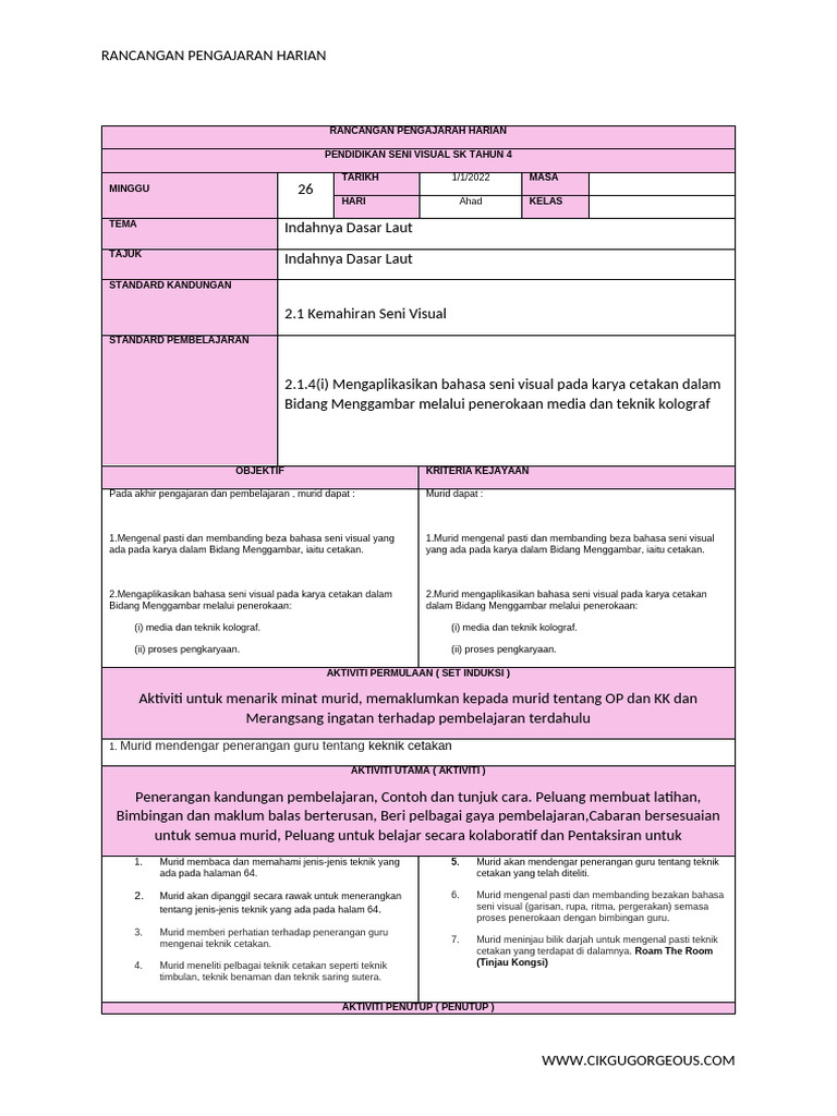 Rph Minggu 26-29 Psv Thn 4 by Cikgu Gorgeous | PDF
