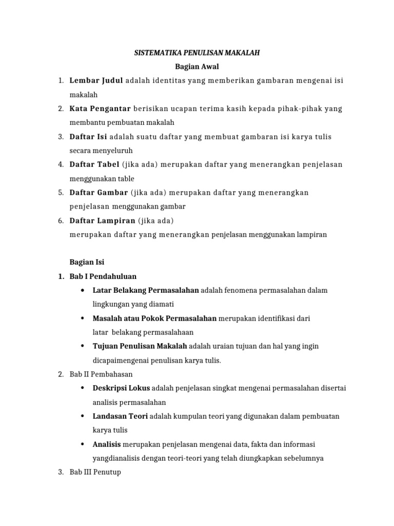 Sistematika Penulisan Makalah | PDF