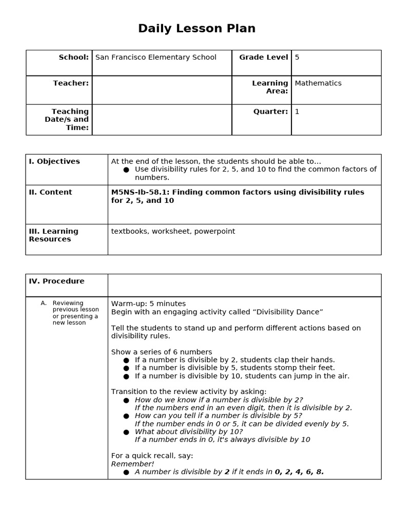 Q1D2 Lesson Plan v3 | PDF