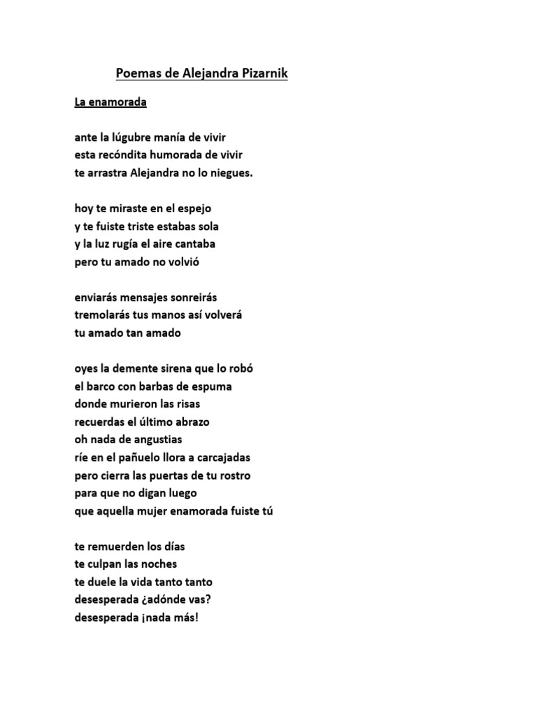 Poemas de Alejandra Pizarnik - 240820 - 095620 | PDF