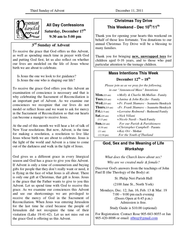Advent Reflections and Events 2011 | PDF | Advent | Sacraments