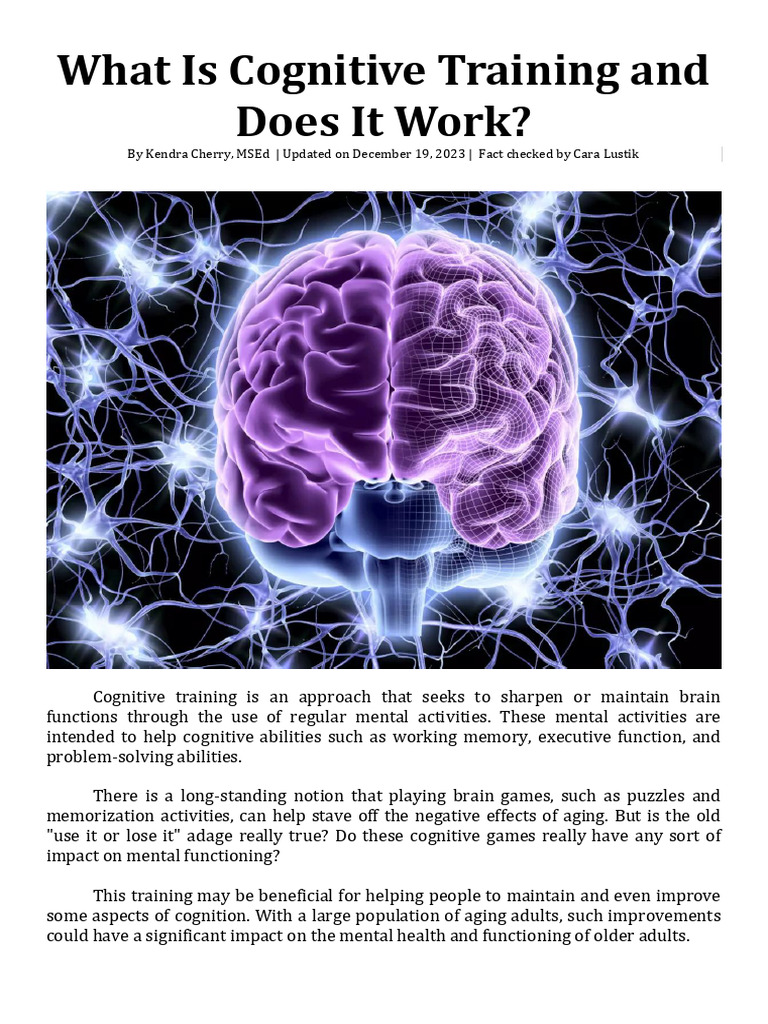 COGNITIVE TRAINING - Verywellmind | PDF