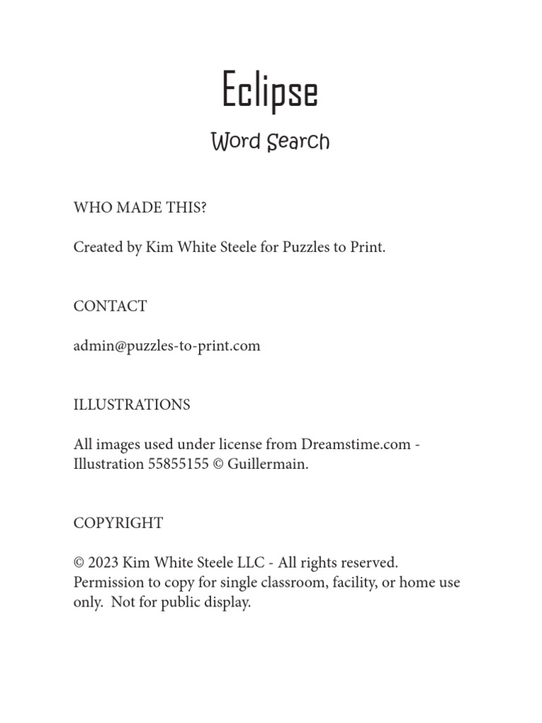 Eclipse Word Search | PDF