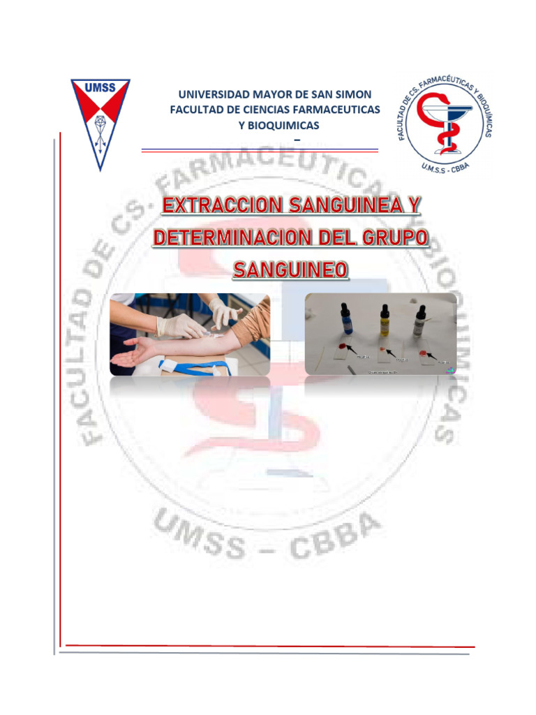 Inf. de La Extraccion Sanguinea y Determinacion Del Grupo Sanguineo ...