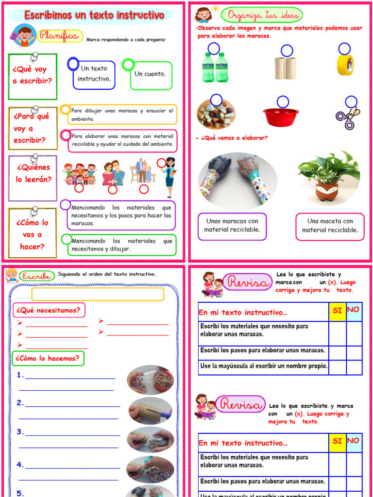 Ficha Escribimos Texto Instructivo Maracas Maestra Janet | PDF