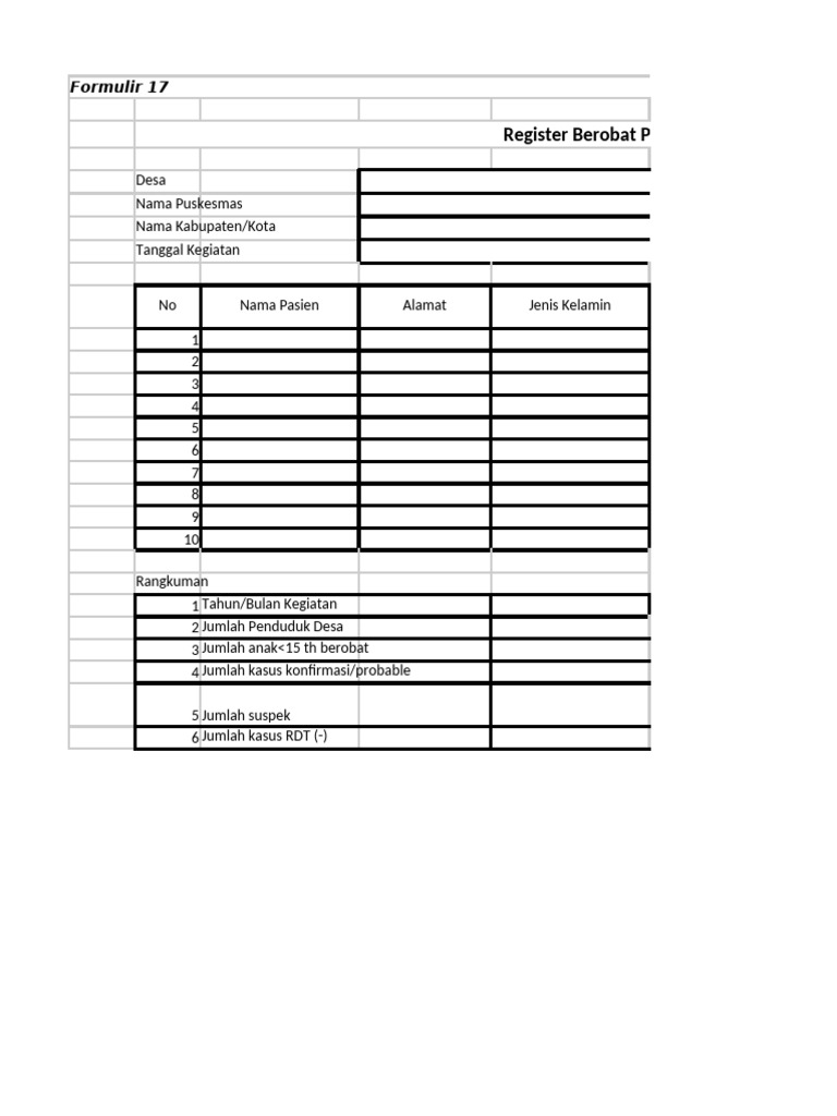 Register Pusling Form 17 | PDF