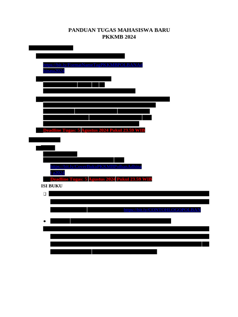 Panduan Tugas Maba PKKMB Adhinata 2024 | PDF