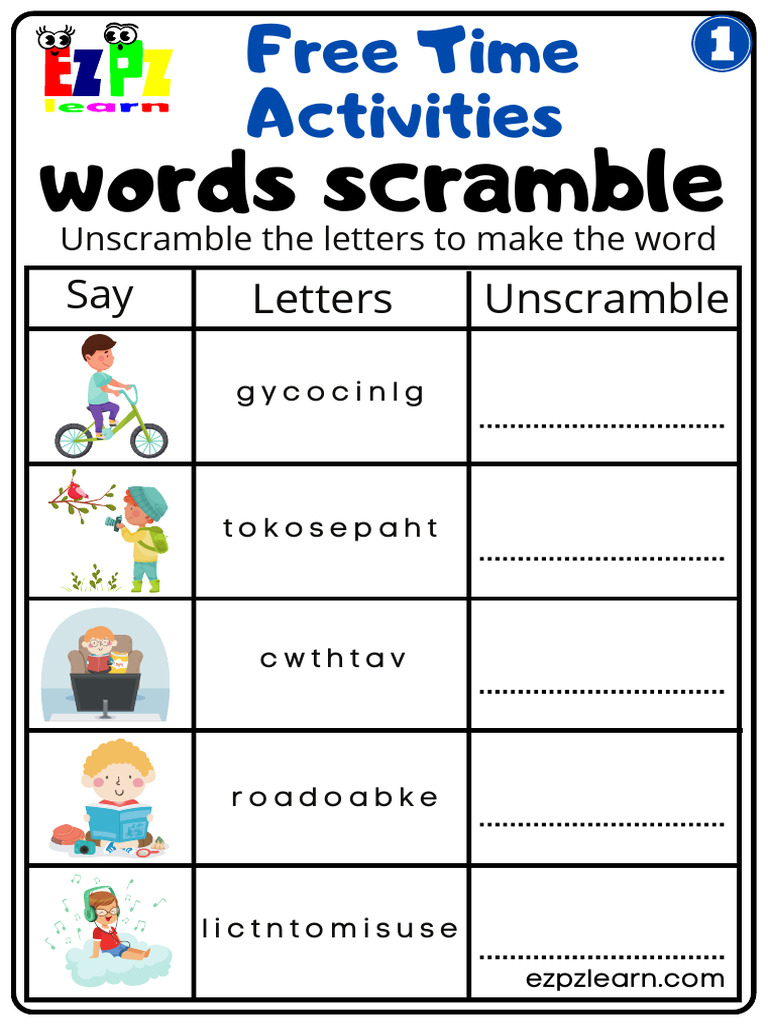 1 Free Time Activities Word Scramble | PDF