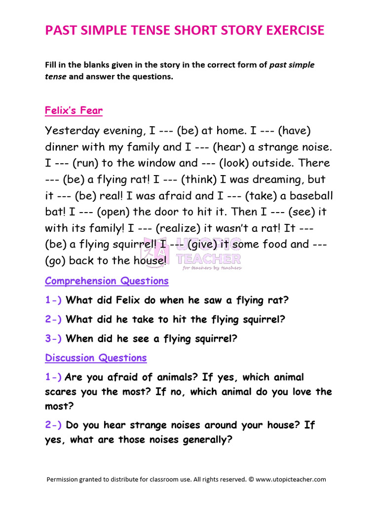 Past Simple Tense Story Exercise | PDF