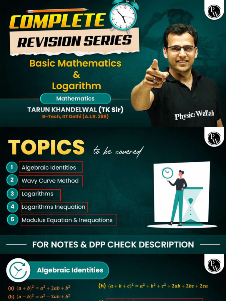 Basic Maths & Logarithm - Class Notes | PDF