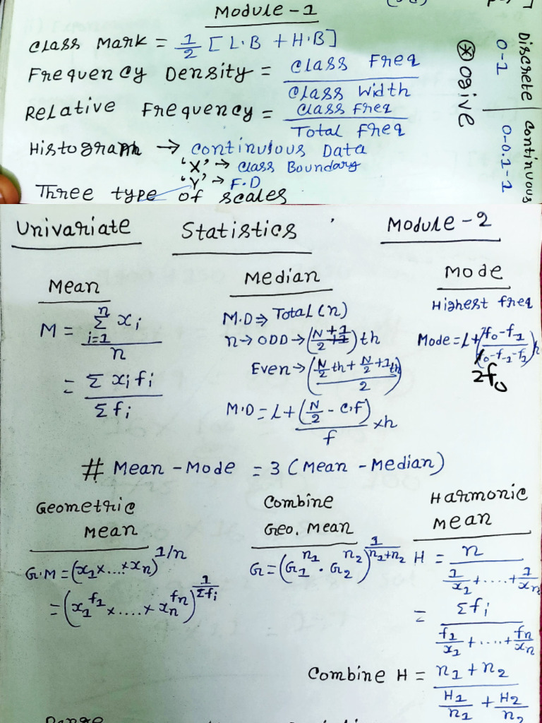 Statistics Formulas PDF