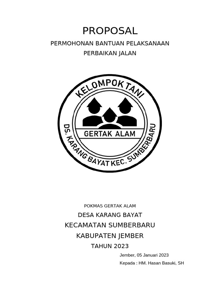 Proposal Pengajuan Perbaikan Jalan | PDF
